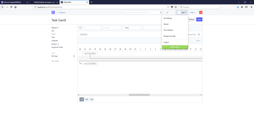 [App] ERPNext Full-Size View for all (e.g. Reports, Gant Charts, etc ...