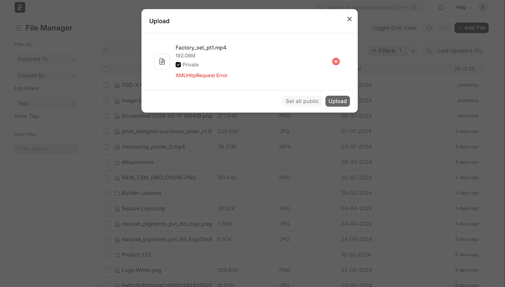 Error while uploading large file in ERPNext for showing in LMS - Learning - Frappe Forum