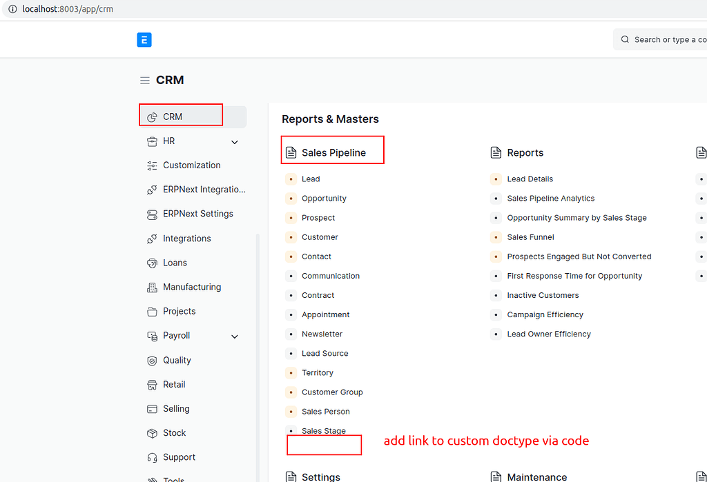 V14 How To Add Workspace Link To Core Doctype Workspace Customize Erpnext Frappe Forum 