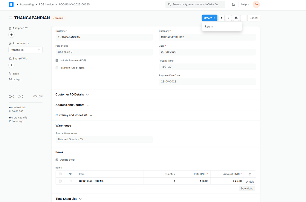 Pos invoice payment entry - ERPNext - Frappe Forum