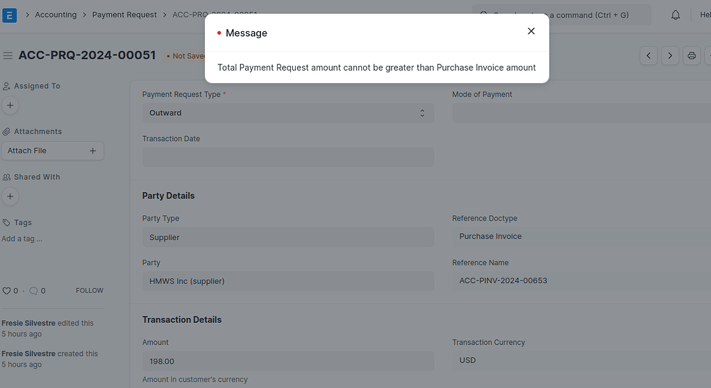 Payment Request Validation - Accounting - Frappe Forum Payment Request Validation - Accounting - Frappe Forum