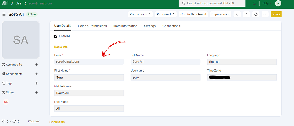 Changing user email from erpnext web login - ERPNext - Frappe Forum