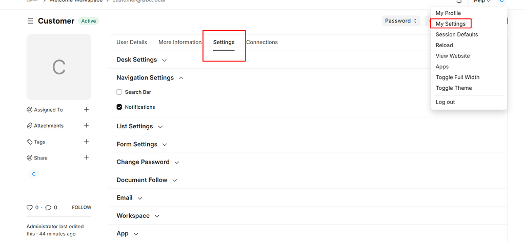 How To Hide My Setting For A Specific User Frappe Framework Frappe Forum