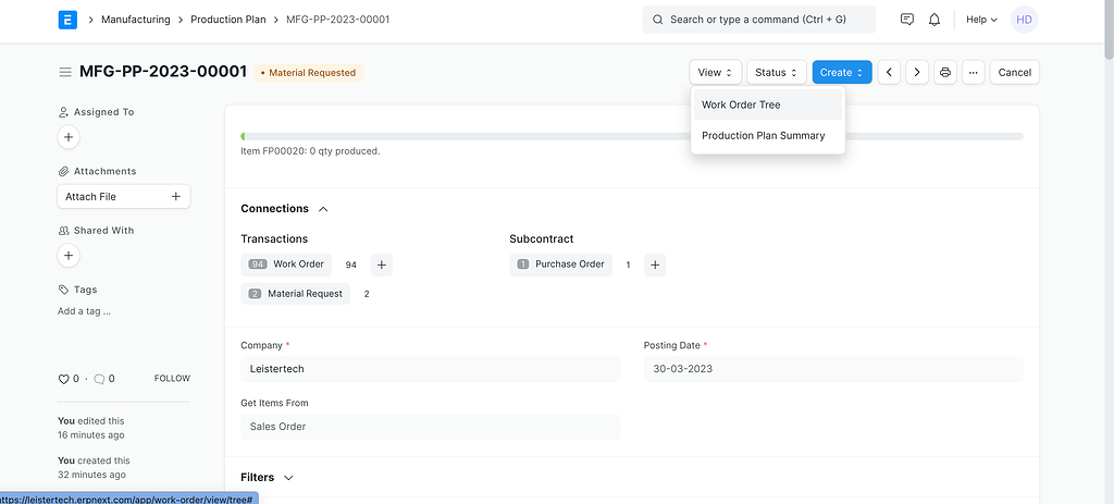 Work Order Tree option in Production Plan, Is it working? - Manufacturing - Frappe Forum