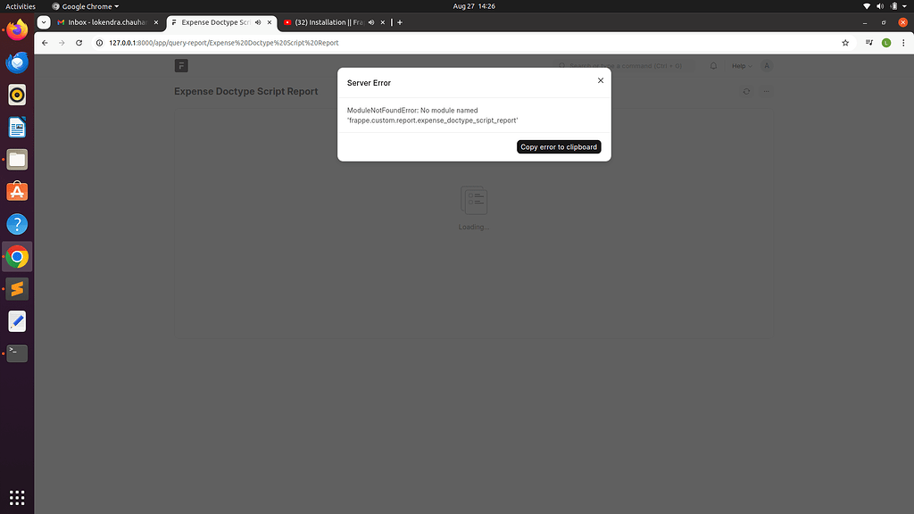 When I Am Creating Script Report Then Coming Issue I Have Created Doctype Expense Under Custom