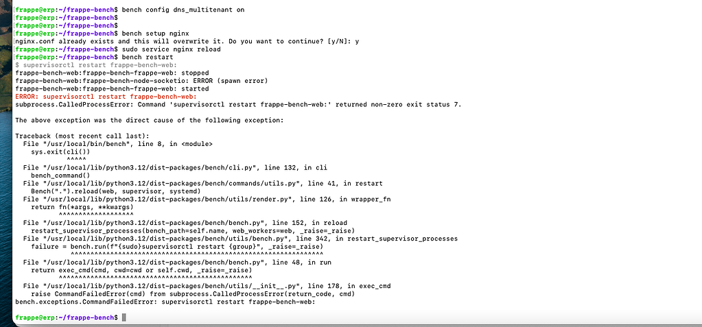 Bench restart error after production setup - ERPNext - Frappe Forum