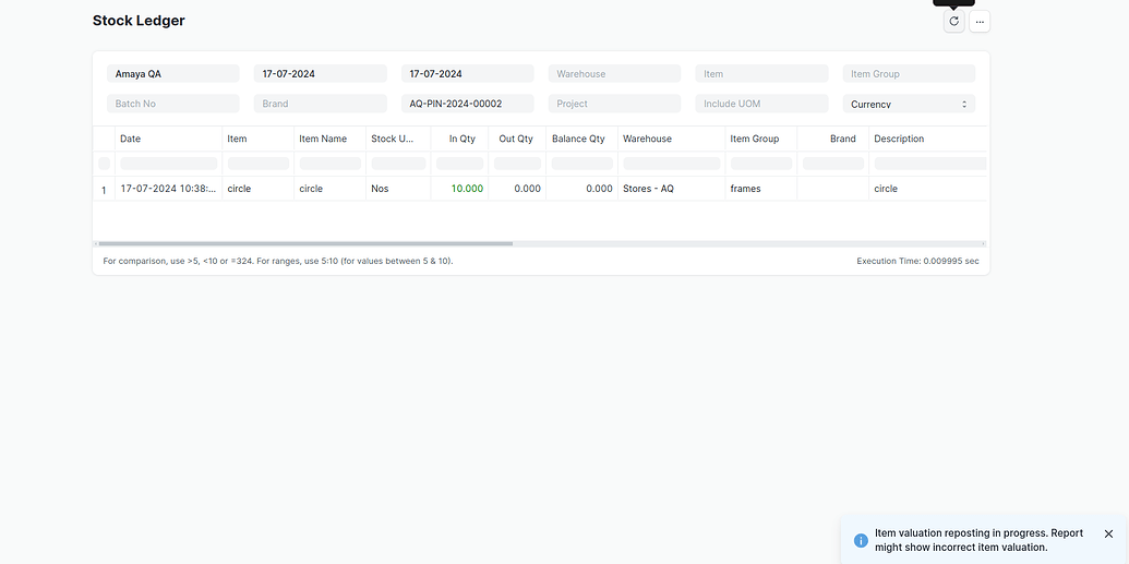 Stock Ledger Report Message - Stock/Inventory - Frappe Forum