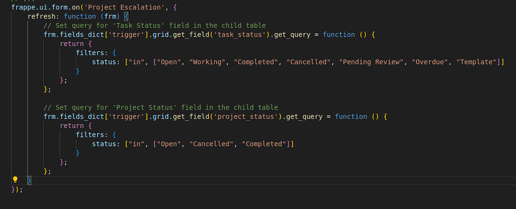 How set filters for frappe select field for child table - Frappe Framework - Frappe Forum