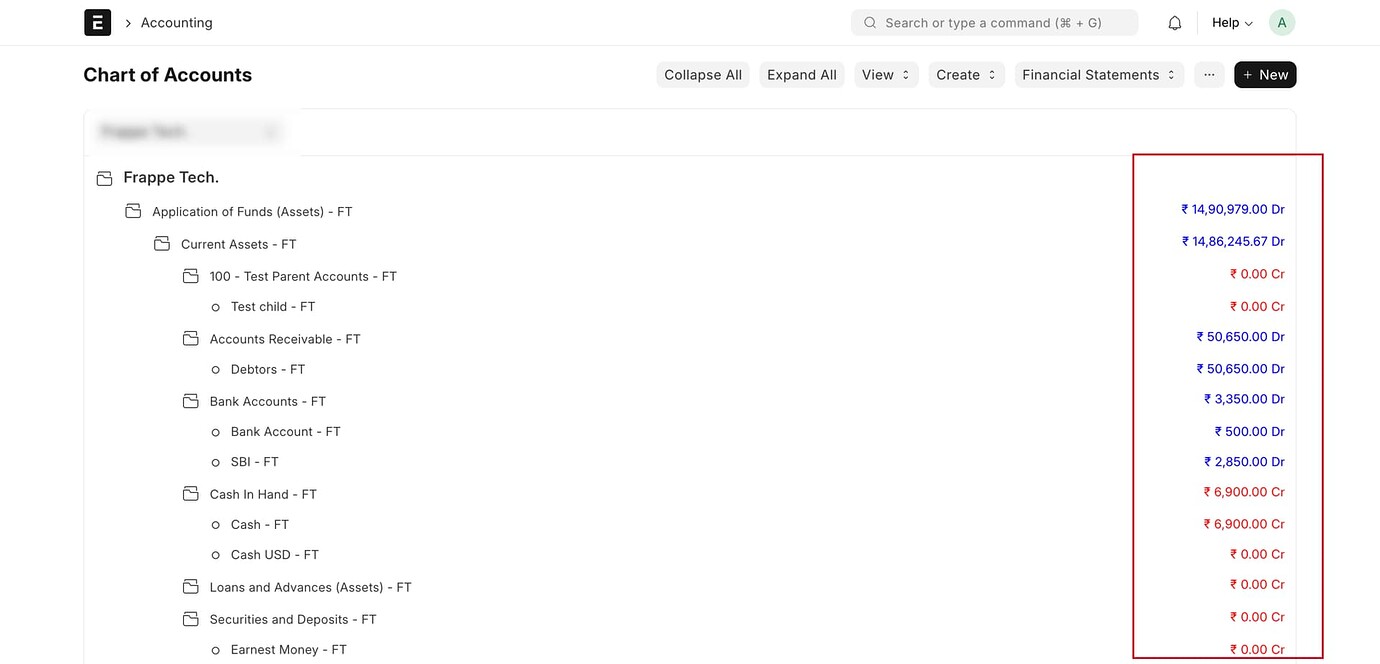 How to add color in Dr Cr in Chart of accounts tree - ERPNext - Frappe ...