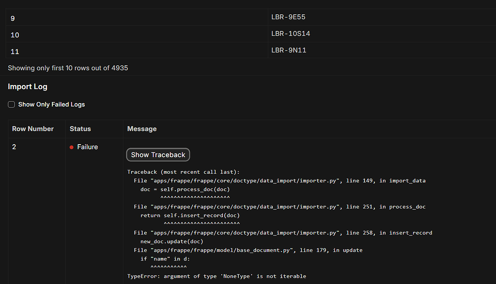 Bulk location Upload error - ERPNext - Frappe Forum