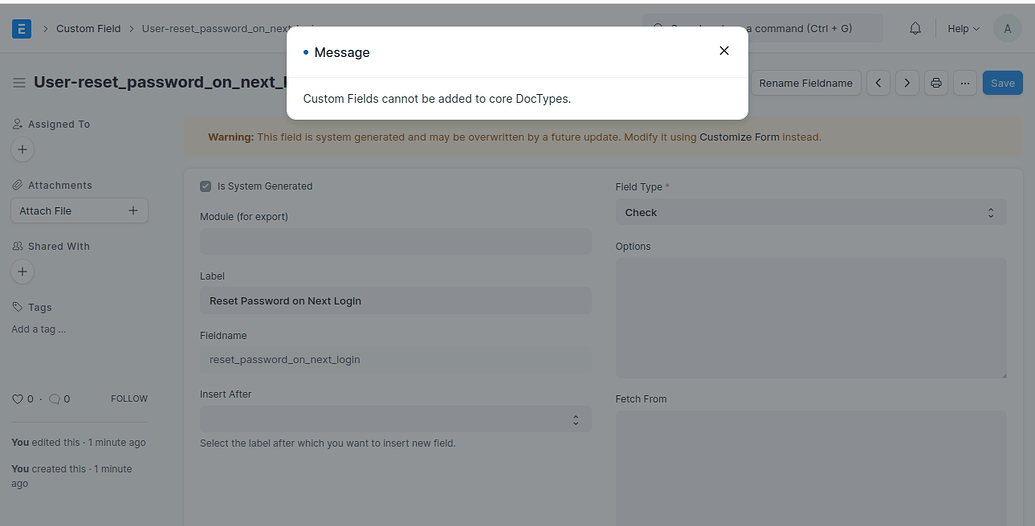 Custom Field In Core Doctype Customization Frappe Forum