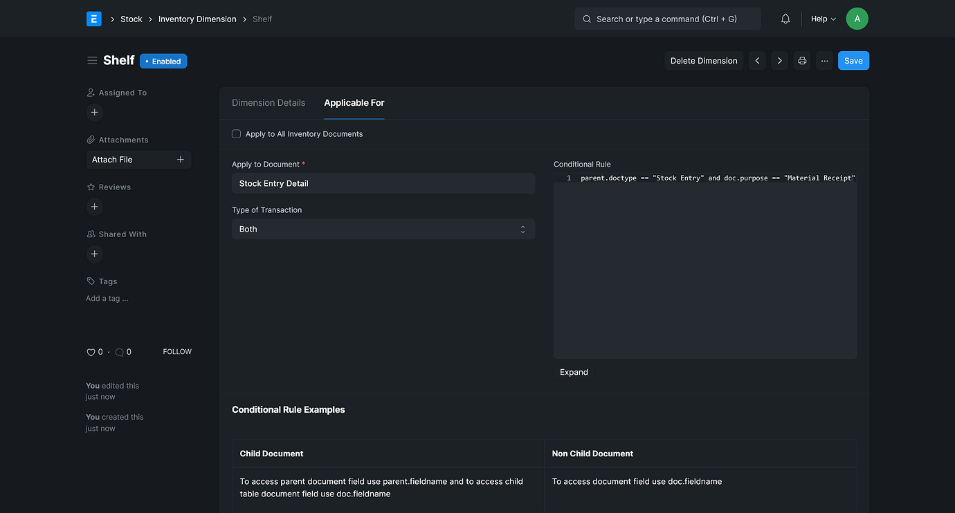 Creating Inventory Dimensions for Stock Entry - ERPNext - Frappe Forum