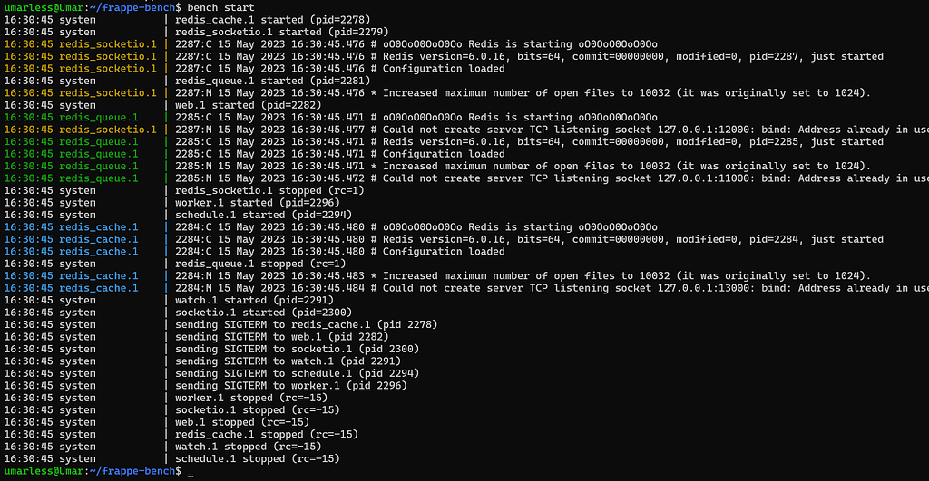 After Bench Start Command Bench Not Running Erpnext Frappe Forum