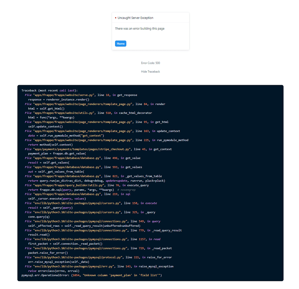 Subscription / Payments module, giving error Unknown Column 'payment_plan' in 'field list ...