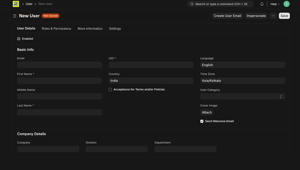 Link Field not Displaying in User - Bug - Frappe Forum