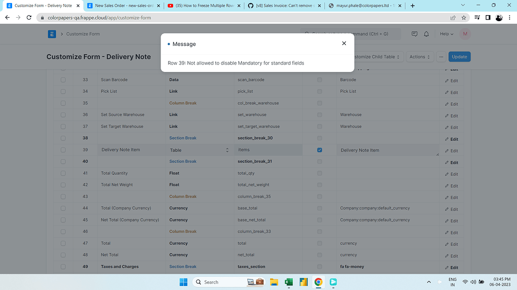Not allowed to disable Mandatory for standard fields - Stock/Inventory ... Not allowed to disable Mandatory for standard fields - Stock/Inventory ...