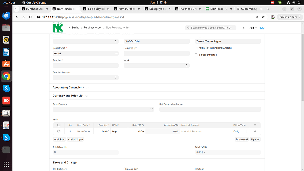 Erpnext Form Customizations Purchase Order Erpnext Frappe Forum 