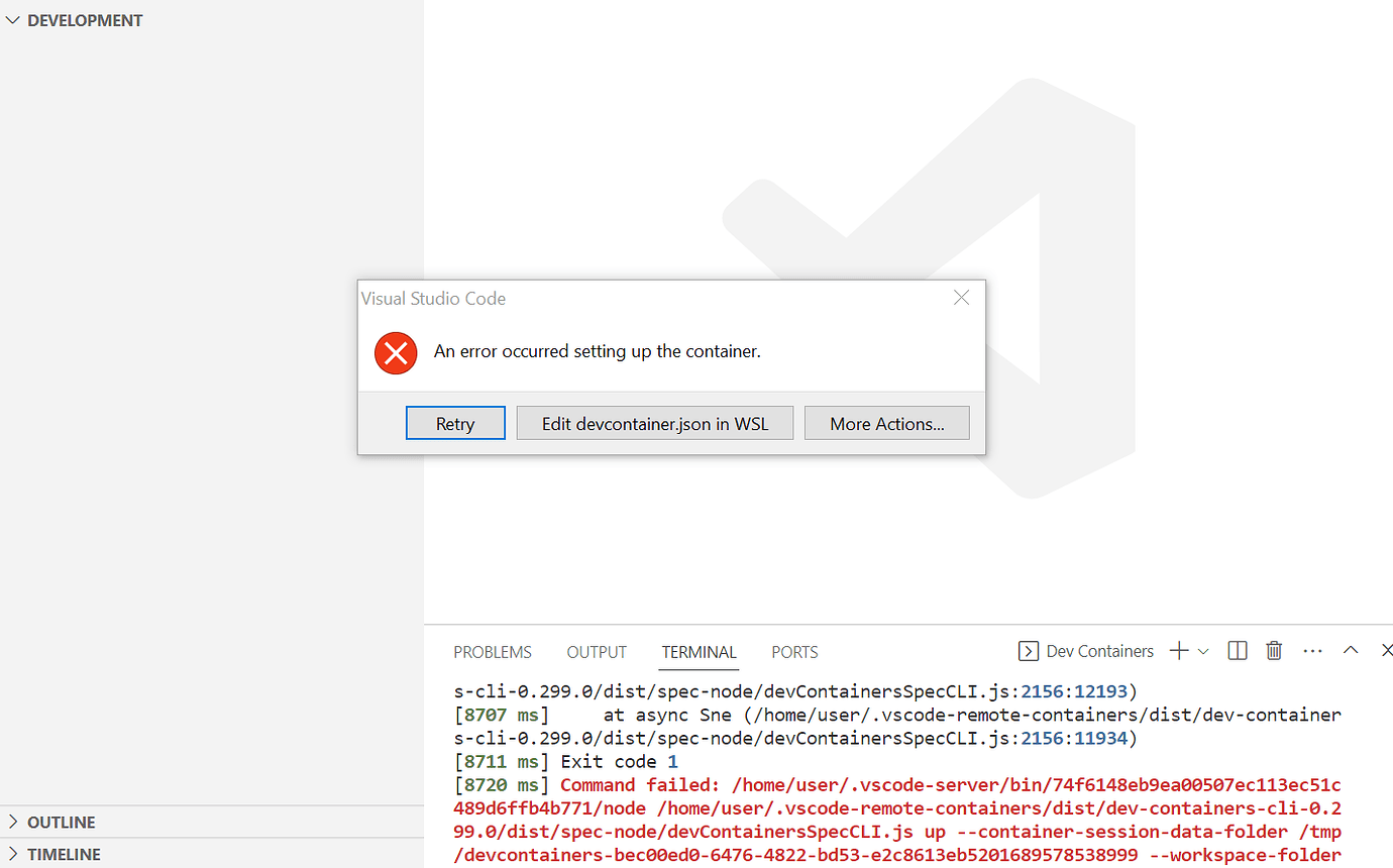 Can't connect to frappe container in dev mode - App Development - Frappe Forum