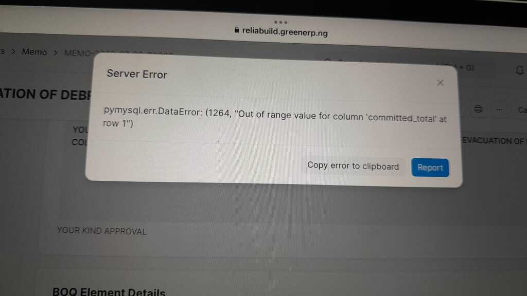 How to fix Dataerror Out of range value for column - ERPNext - Frappe Forum