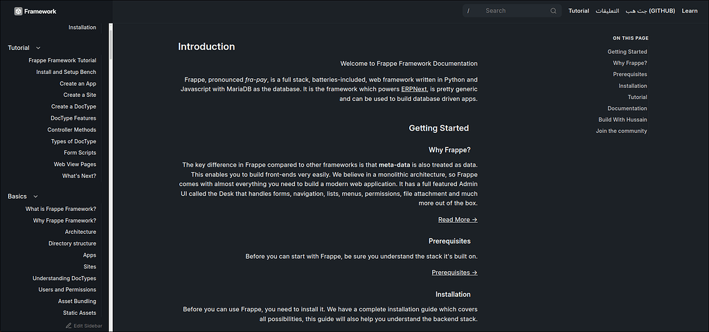 The Official documentation website changing language - Frappe Framework ...