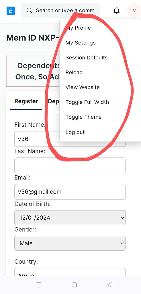 How to disable some profile options which are displayed when profile icon is clicked ...