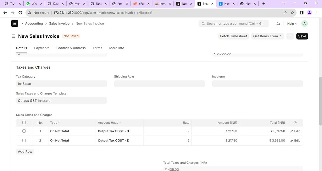 While creating sales invoice gst is not calculated properly for different items - ERPNext ...