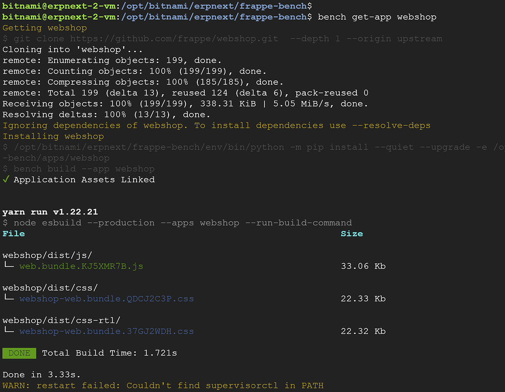 Issue trying to install webshop app on ERPNext Google Cloud Bitnami - ERPNext - Frappe Forum