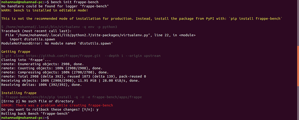 ERROR: There was a problem while creating frappe-bench - Install ...