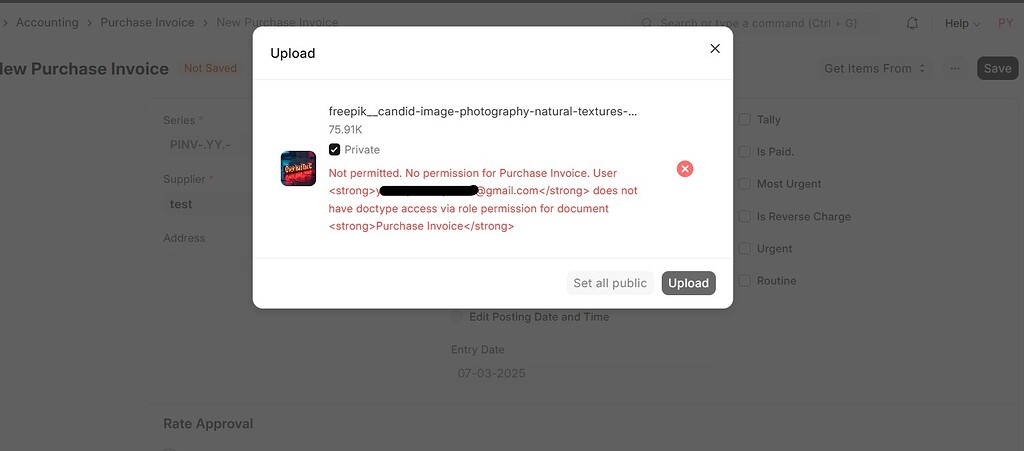 User Unable To Upload Attachment Frappe Cloud Customize Erpnext Frappe Forum