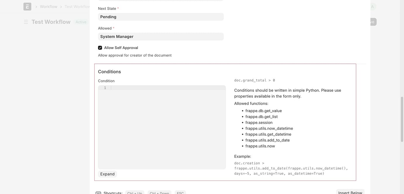 Workflow Conditions In Erpnext Erpnext Frappe Forum