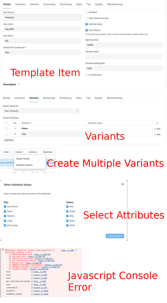 Can not create variants with multiple variants - ERPNext - Frappe Forum