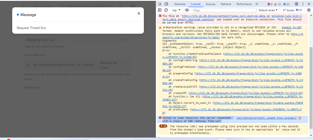 Error importing file in the rename tool - Bug - Frappe Forum