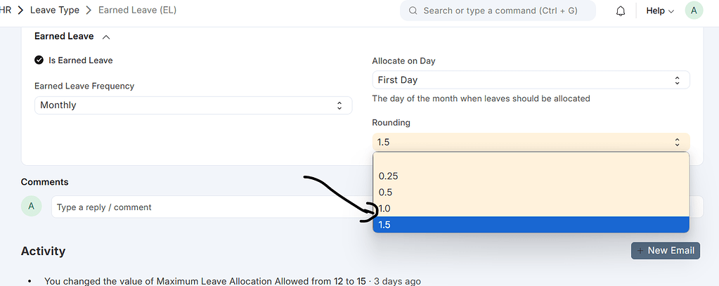 In leave type Rounding 1.5 value not taken - Frappe HR - Frappe Forum
