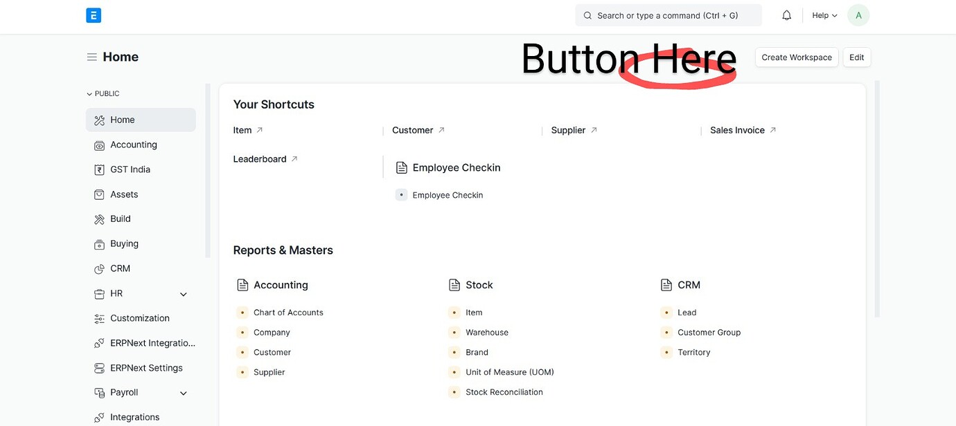 How to create a custom button on the ERPNext Home Page? - ERPNext - Frappe Forum