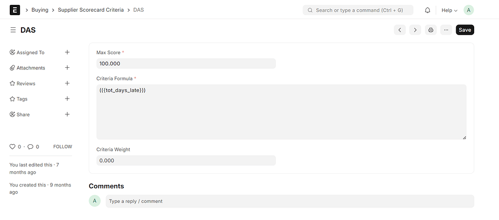 DAS Supplier Scorecard formula - Frappe Framework - Frappe Forum