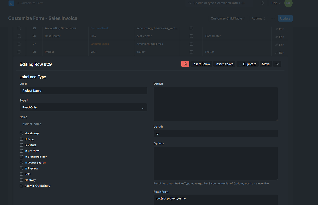 Custom field bug - Customize ERPNext - Frappe Forum
