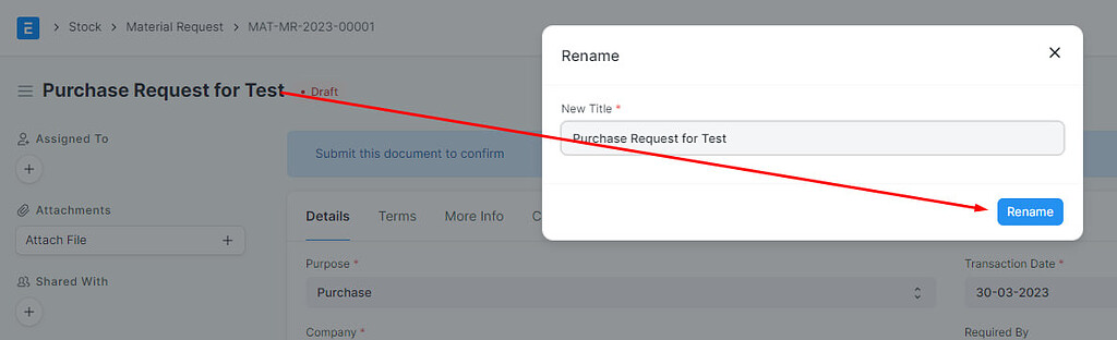 Rename Material request Permission - ERPNext - Frappe Forum
