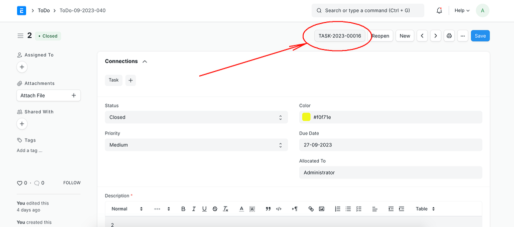 Customiztion of the Button 'Task' in DocType "ToDo" - Customization - Frappe Forum