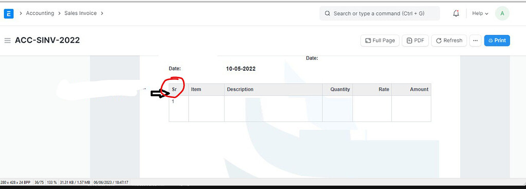 How to change "Sr" to "Number" in table header? - Print Formats ...