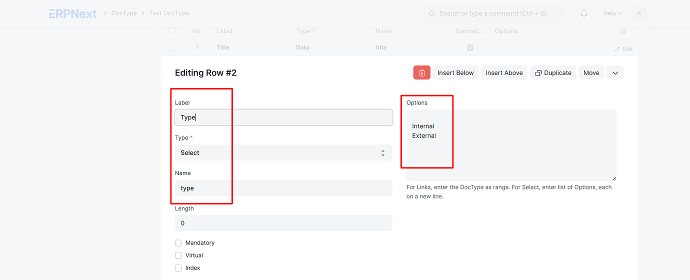 Changing the Options for Field Type : Links - ERPNext - Frappe Forum