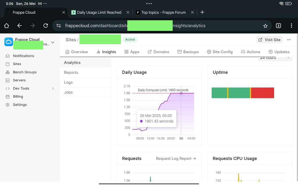 Time Reset for Daily Usage Limit - Frappe Cloud - Frappe Forum