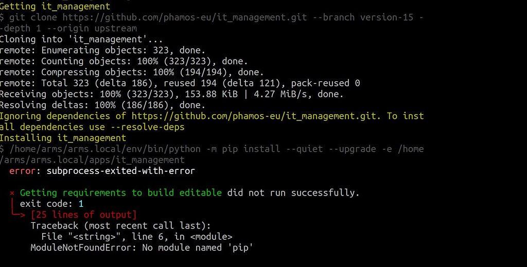 Error Facing while getting the app it_managment - ERPNext - Frappe Forum