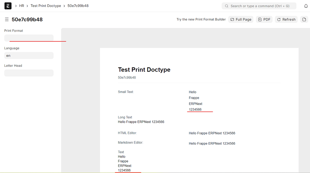 Small Text Field getting printed Without New Line in Custom Print Format - ERPNext - Frappe Forum