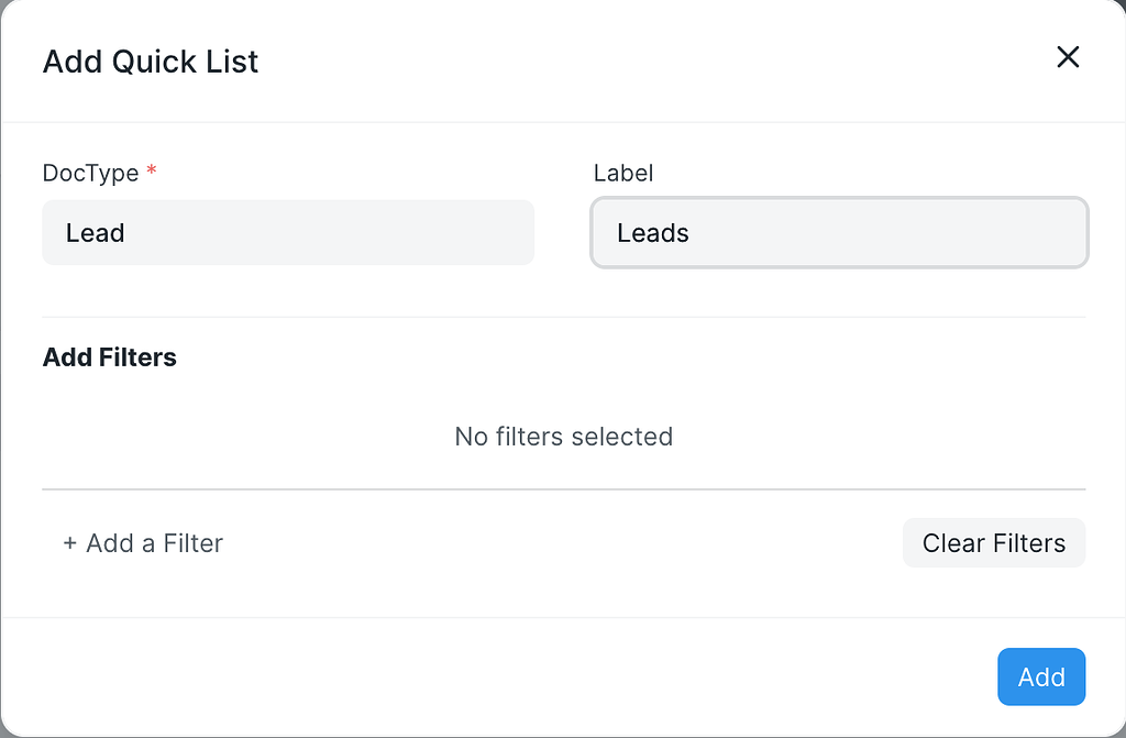 Show only DocTypes created by user in quick list - Customization - Frappe Forum