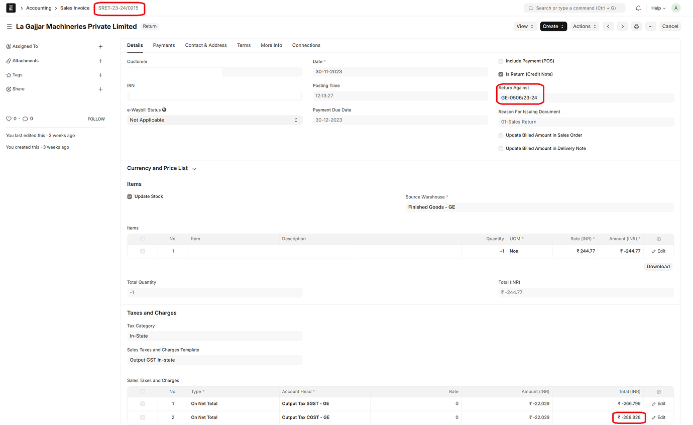 Credit Note not adjusting to invoice - Bug - Frappe Forum