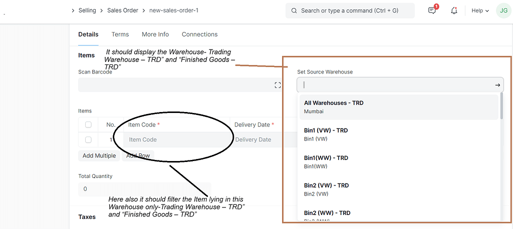 Warehouse Filter in a Sales Order - Customize ERPNext - Frappe Forum