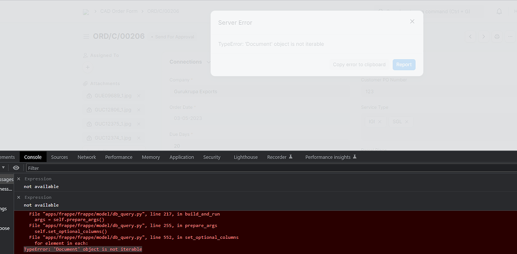 Error: 'Document' object is not iterable - Frappe Framework - Frappe Forum