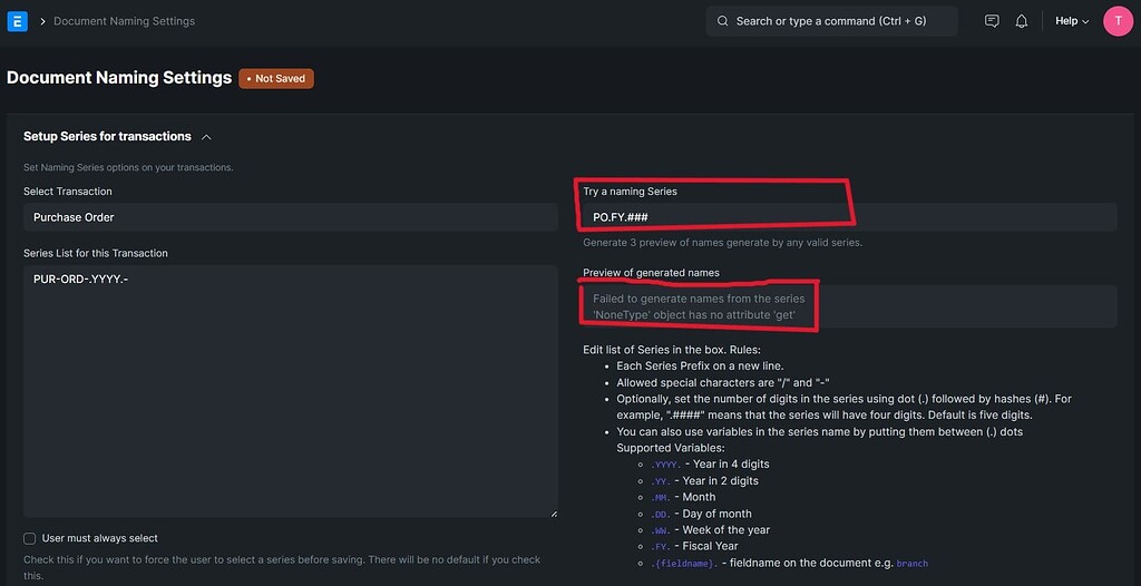 Document Naming Series Setting - ERPNext - Frappe Forum