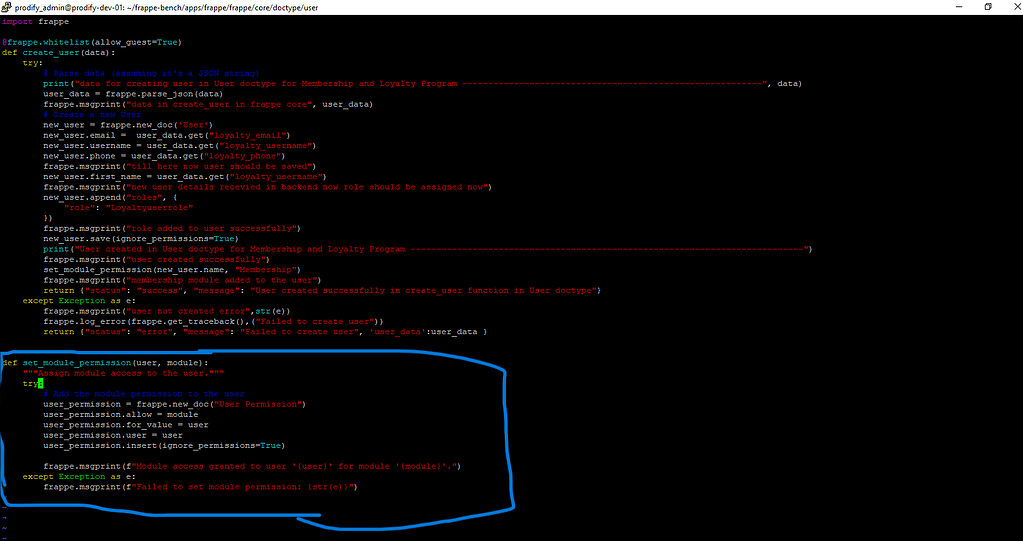 How To Set Allow Modules To A User By Server Side Script Giving Error Allow Must Be Set First