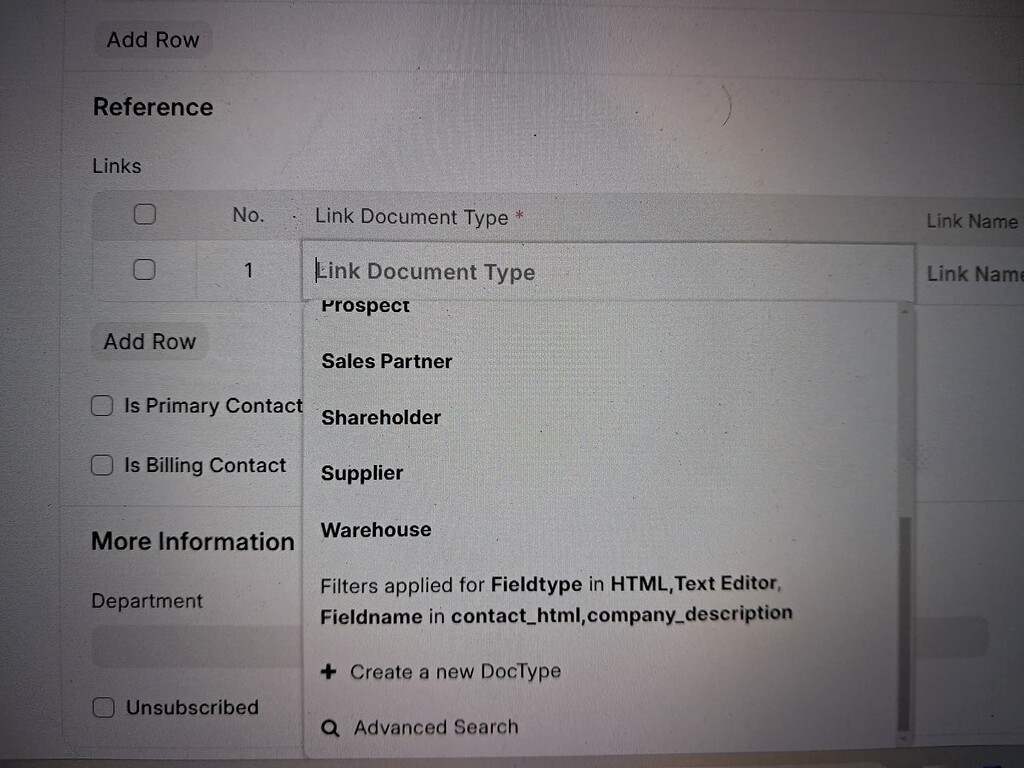 I want to add a custom doctype in Contact Links table - Customize ERPNext - Frappe Forum